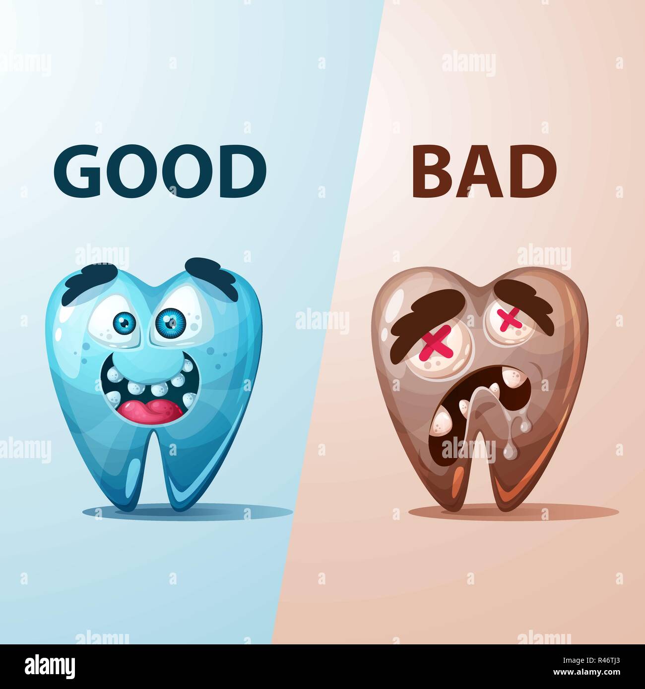 Good and bad tooth illustration Stock Vector Image & Art - Alamy