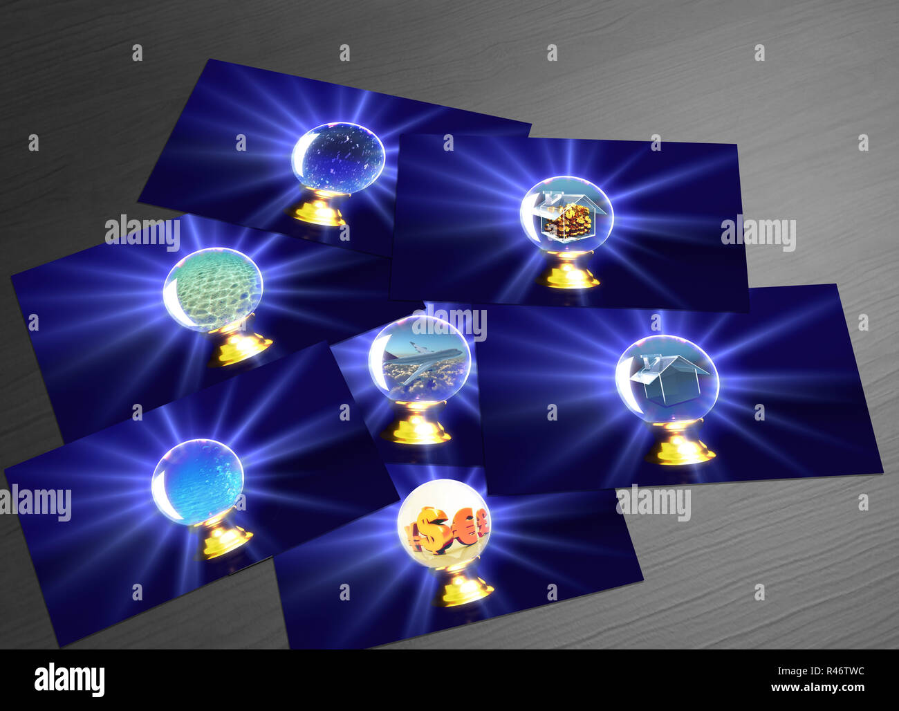 fortune crystal balls card design Stock Photo - Alamy