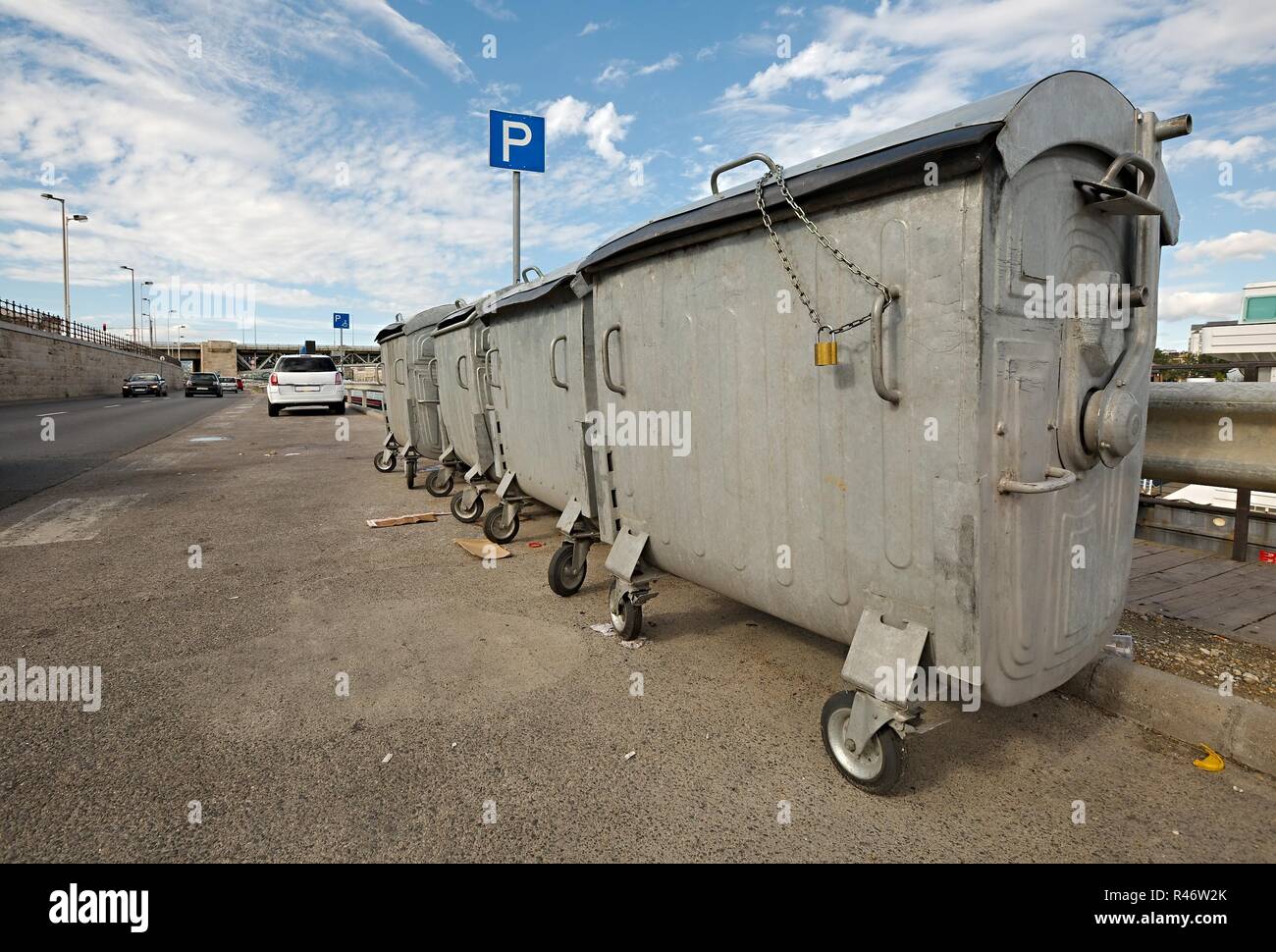 Overflowing street dustbin hi-res stock photography and images - Alamy