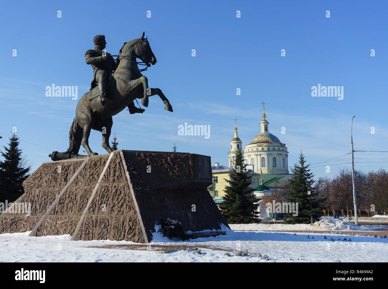 February 7, 2018 Orel, Russia. Monument to Russian military leader and ...
