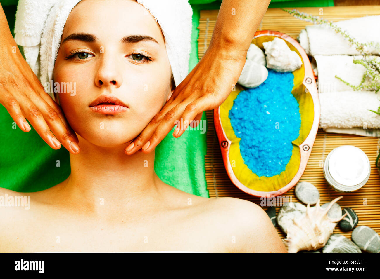 stock photo attractive lady getting spa treatment in salon, clos Stock ...