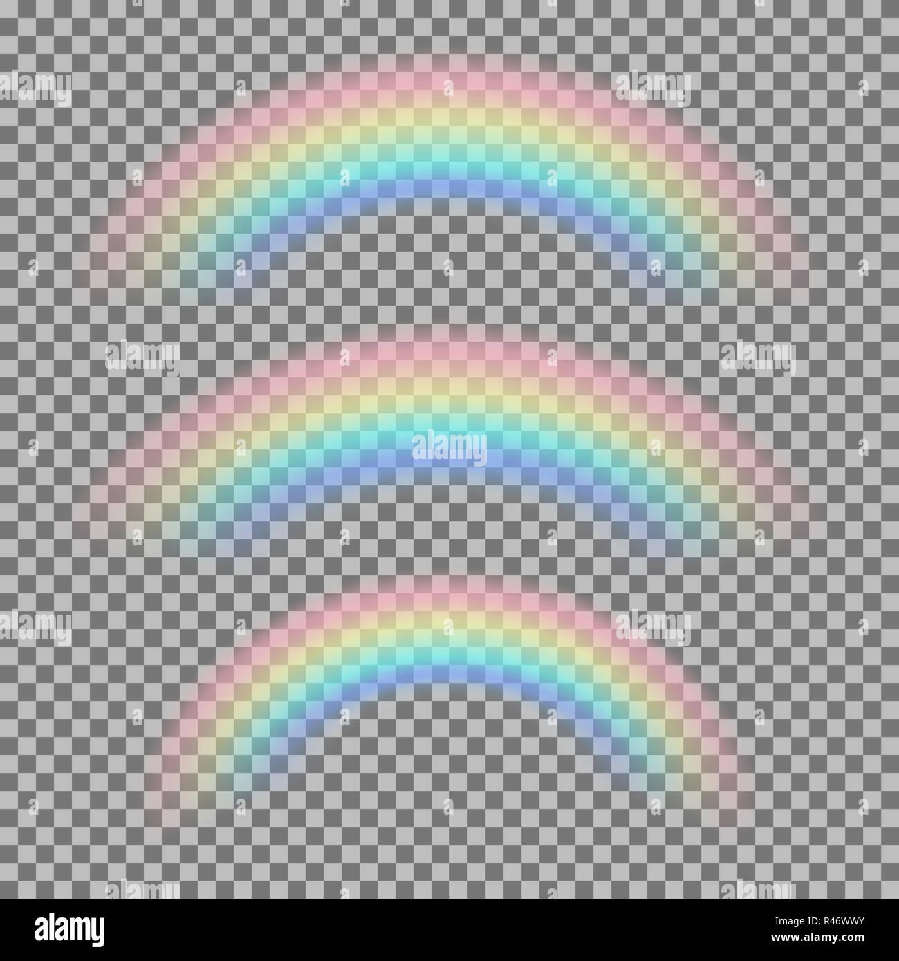 Vector set of different realistic transparent rainbows Stock Photo - Alamy
