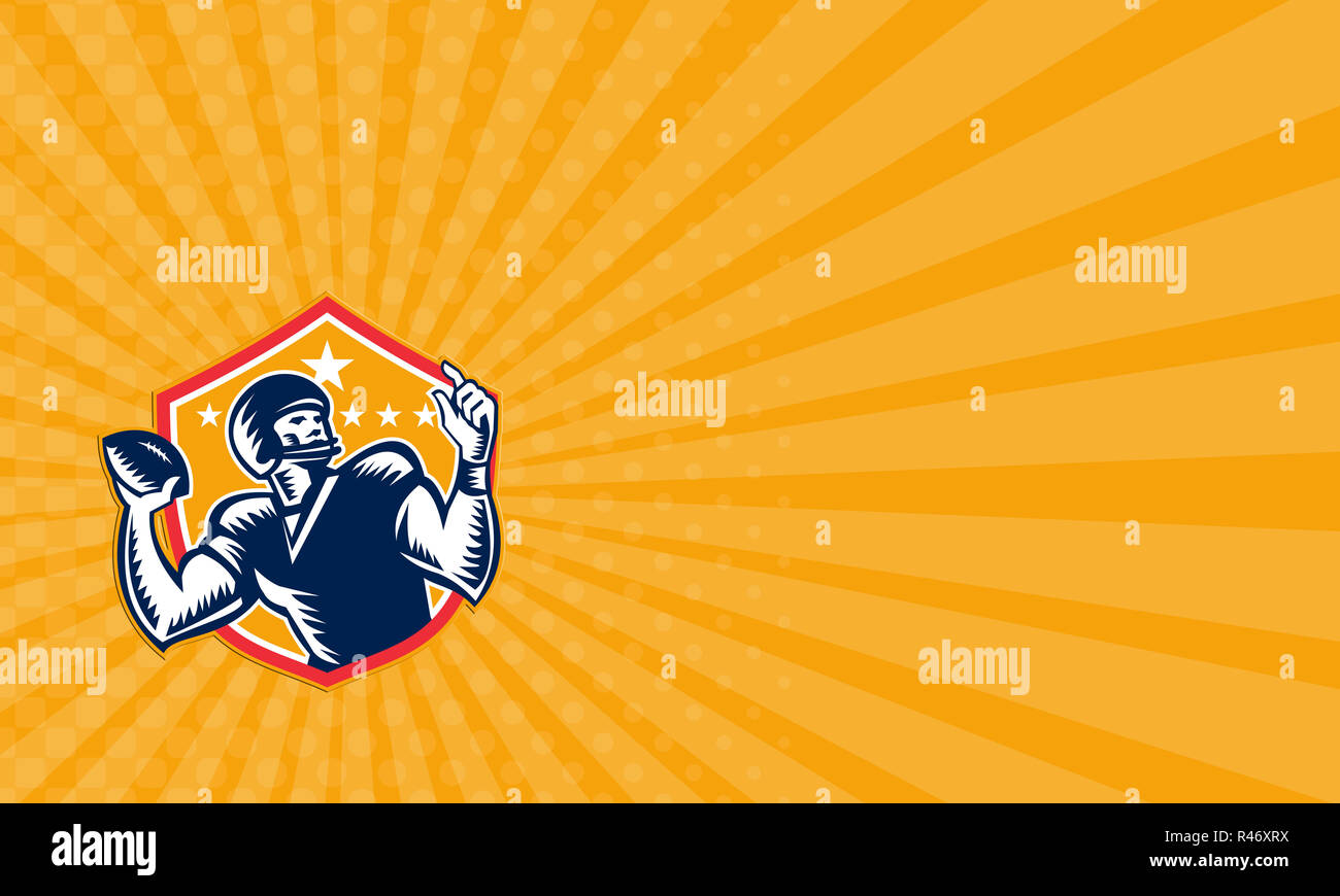 Business card American Football Quarterback QB Woodcut Stock Photo - Alamy