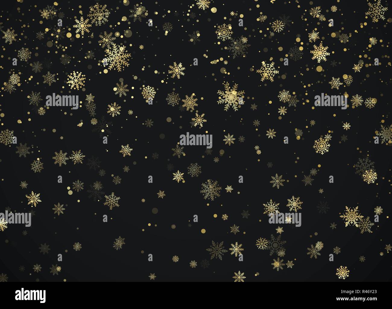 Golden snowfall. Christmas background. New Year and Christmas pattern ...