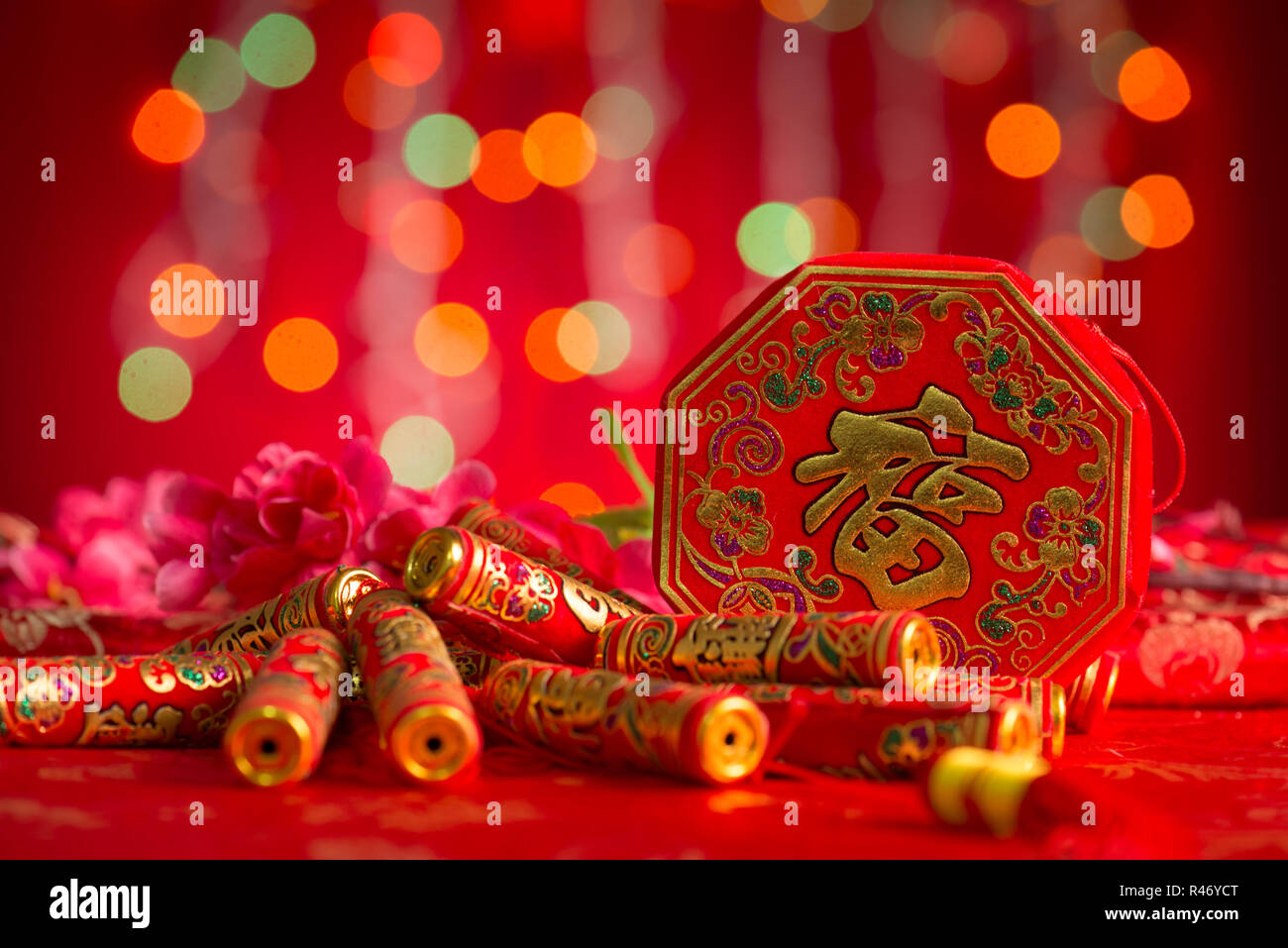 Chinese New Year decorations firecrackers Stock Photo - Alamy