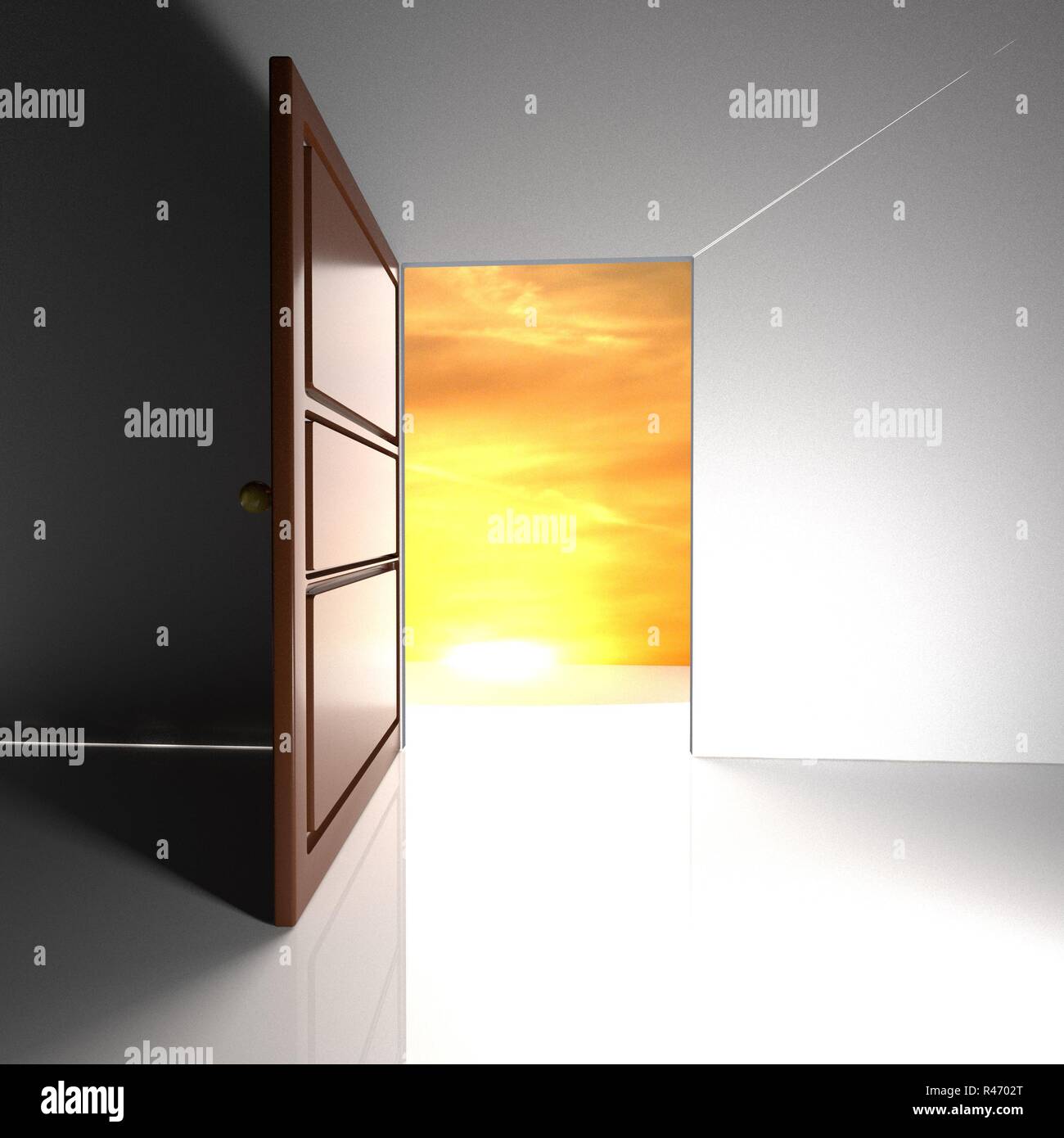 Open door over sunset Stock Photo - Alamy