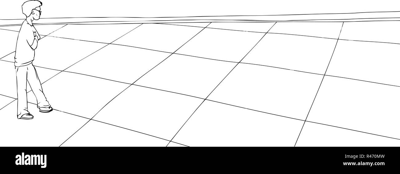 Outline cartoon empty room background Black and White Stock Photos ...