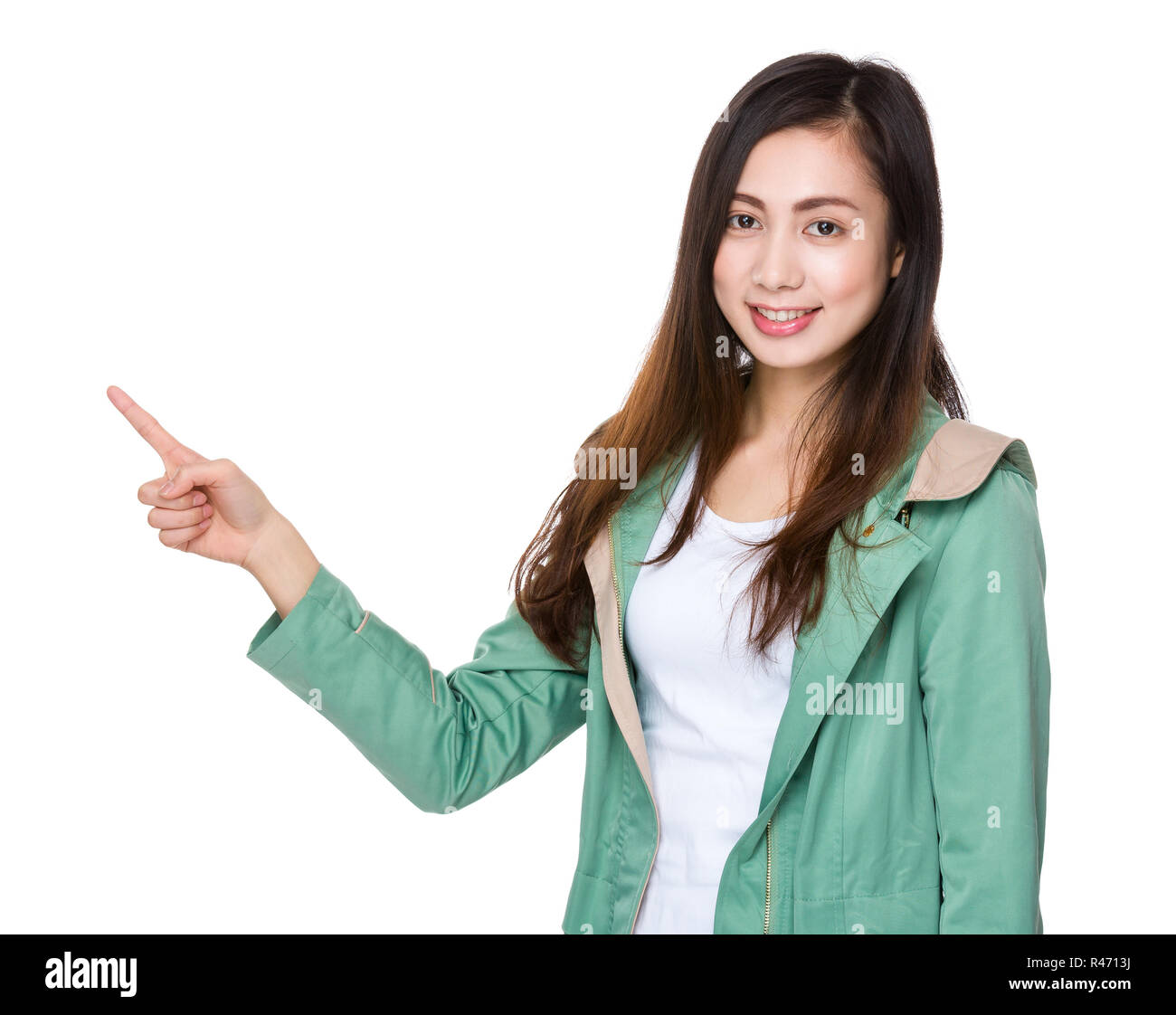 Woman showing finger up Stock Photo - Alamy