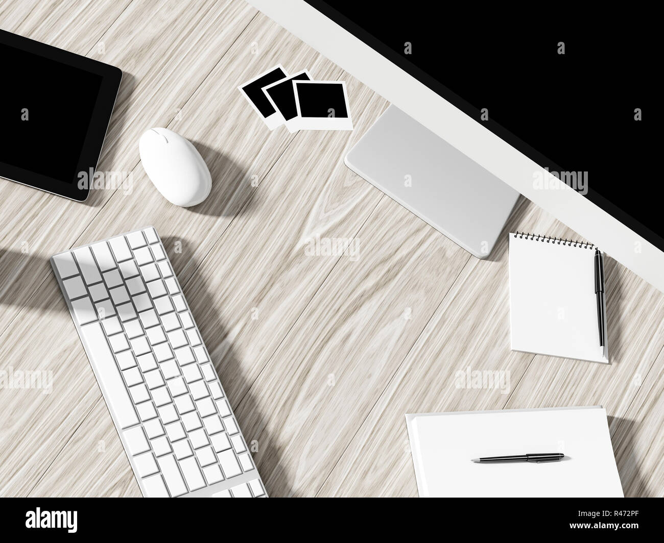 High angle view of a setting table of business workplace Stock Photo ...