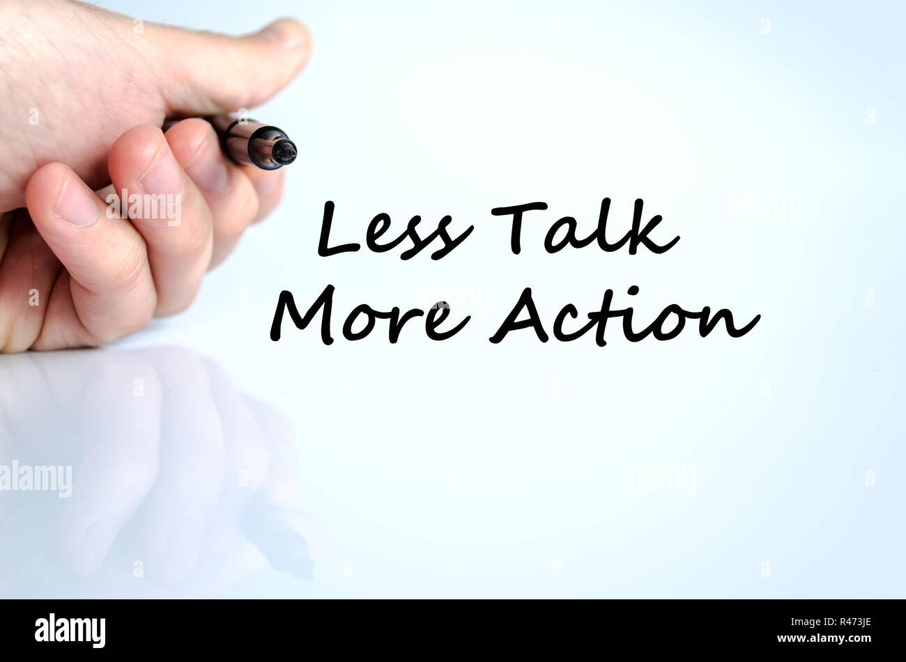 Less talk more action text concept Stock Photo - Alamy