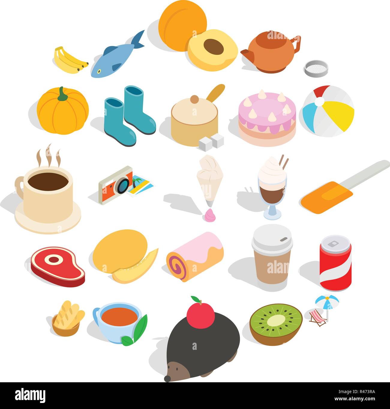 Creamy food icons set, isometric style Stock Vector Image & Art - Alamy