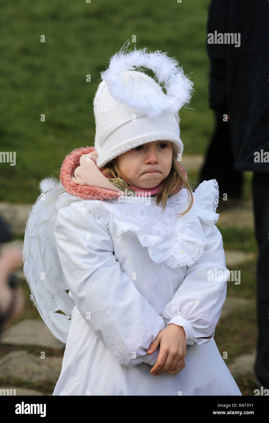 the winter-festival Angel in the country town Stock Photo - Alamy