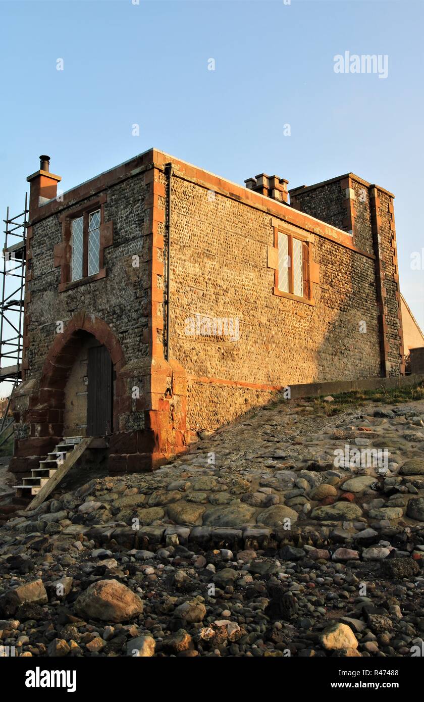 UK Roa Island. The Watchtower overlooking Walney Channel near Rampside ...