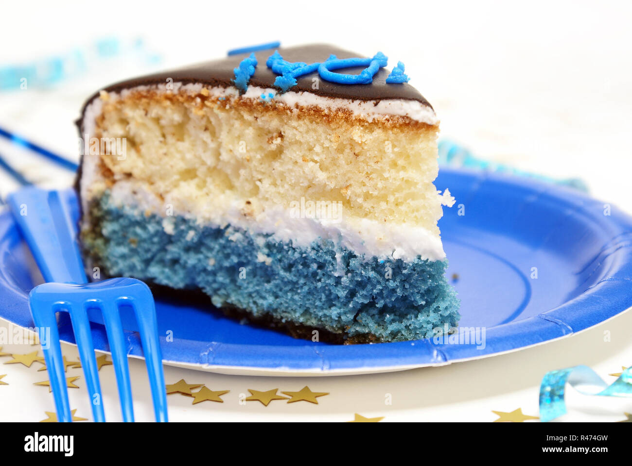 Slice of Birthday Cake Stock Photo - Alamy