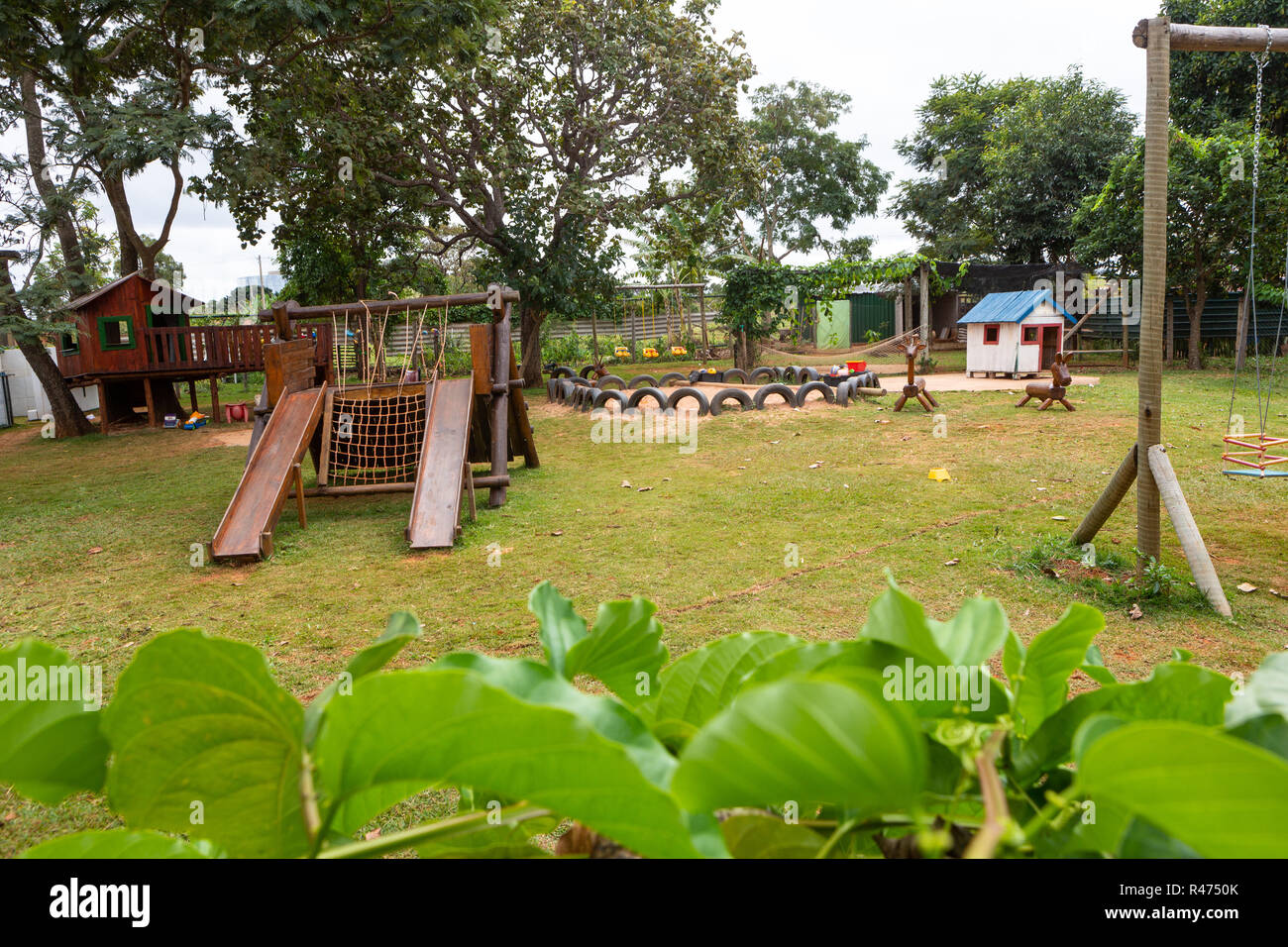 Playground in the backyard for kids Stock Photo - Alamy