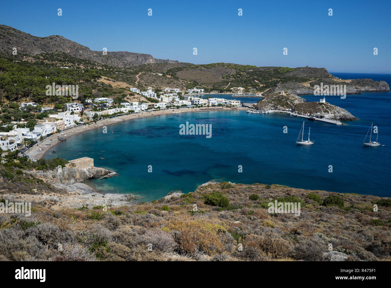 The picturesque village of Kapsali in Kythira island, Greece, as seen ...