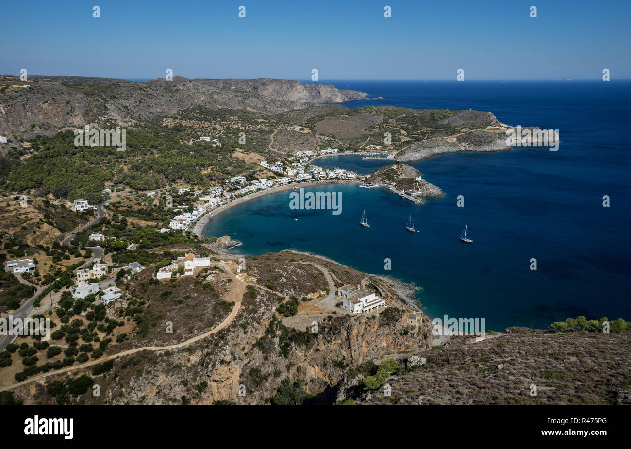 The picturesque village of Kapsali in Kythira island, Greece, as seen ...
