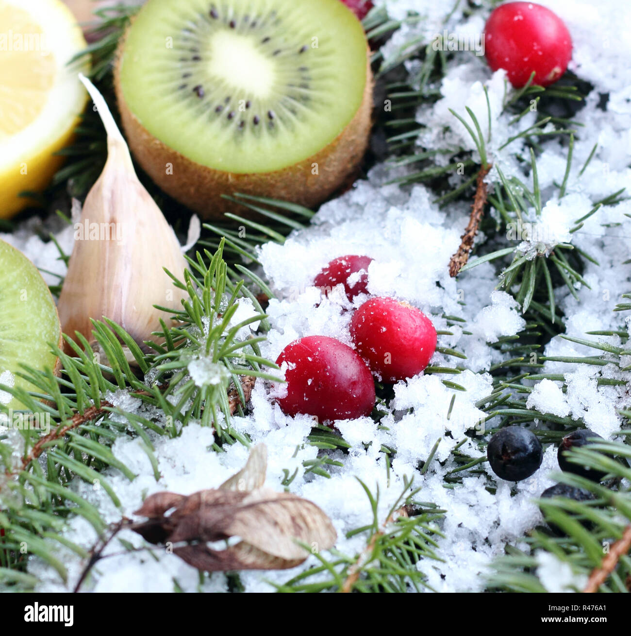 Fruits in the snow Stock Photo - Alamy
