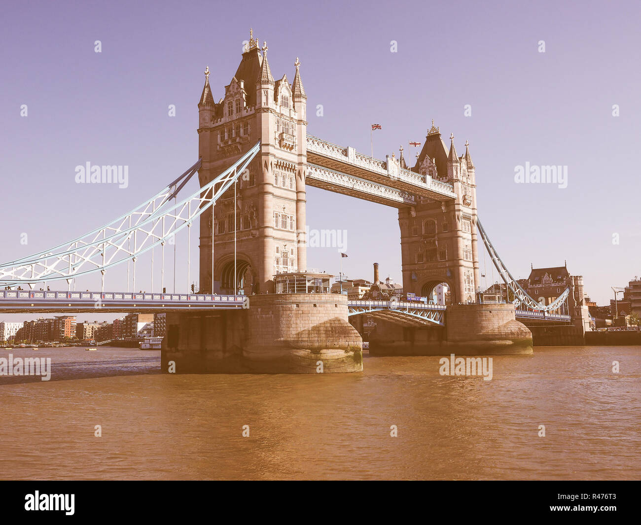 Retro looking Tower Bridge in London Stock Photo - Alamy