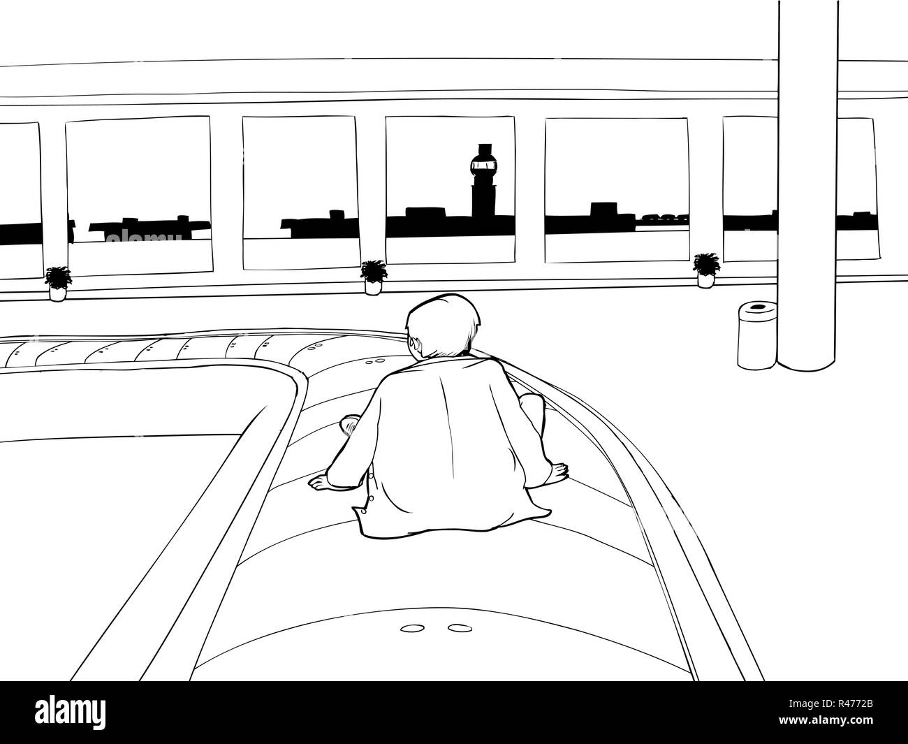 Lost Man in Airport Outline Stock Photo - Alamy