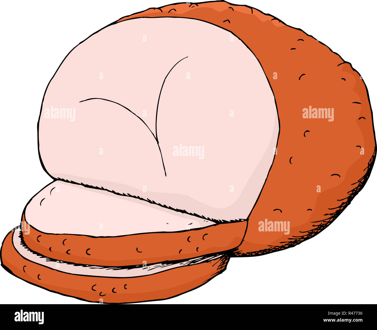 Hand drawn cartoon sliced ham hi-res stock photography and images - Alamy