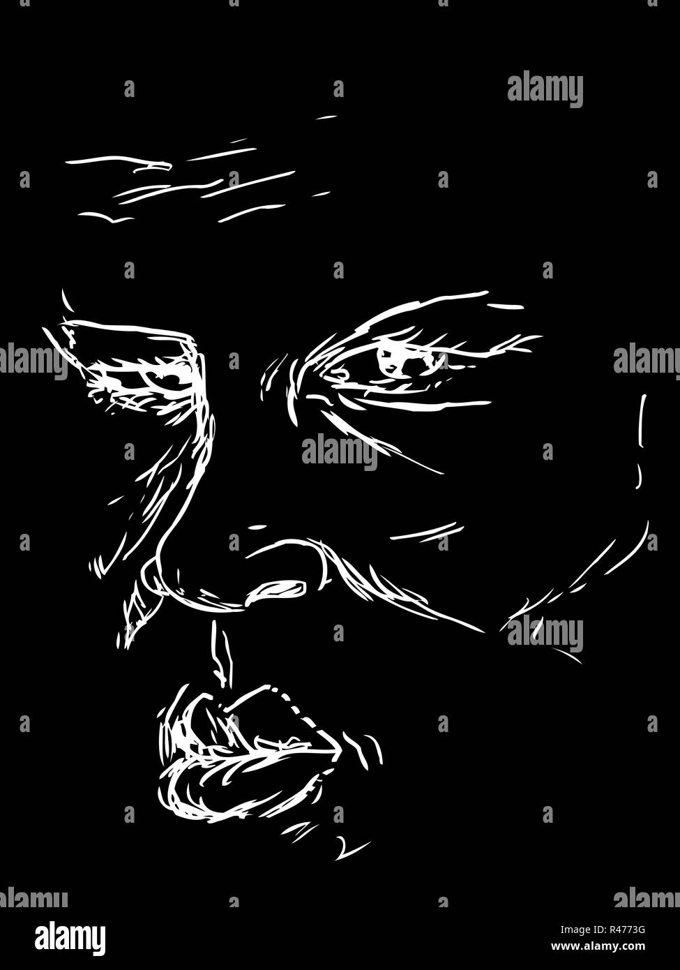 Face Shape Over Black Stock Photo - Alamy
