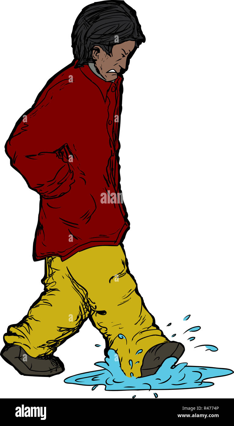 Upset Man Splashing Water Stock Photo - Alamy