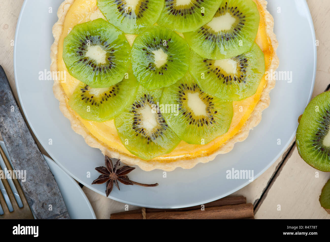 kiwi pie tart and spices Stock Photo - Alamy