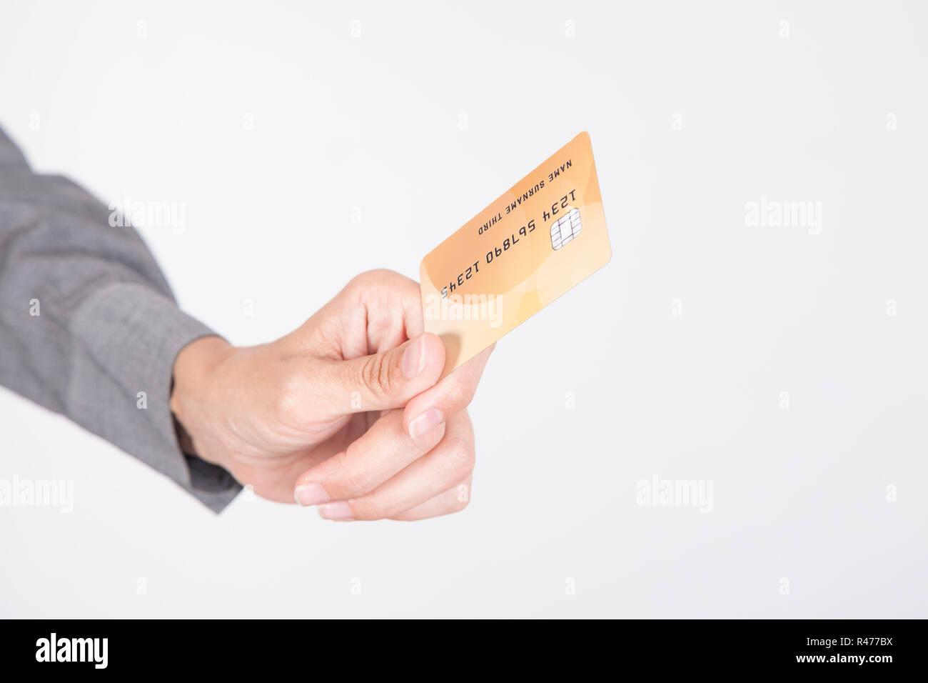 offering credit card white background Stock Photo - Alamy