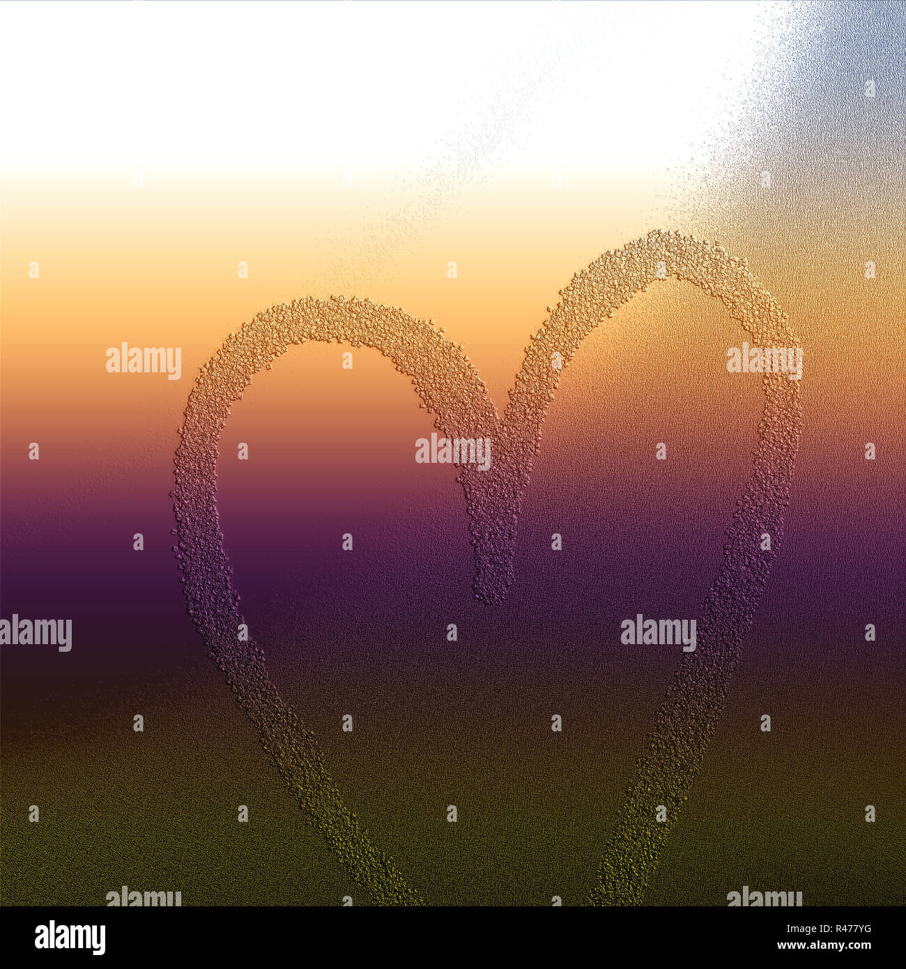 3D heart Embossed on sand textured background. Tinted textured ...