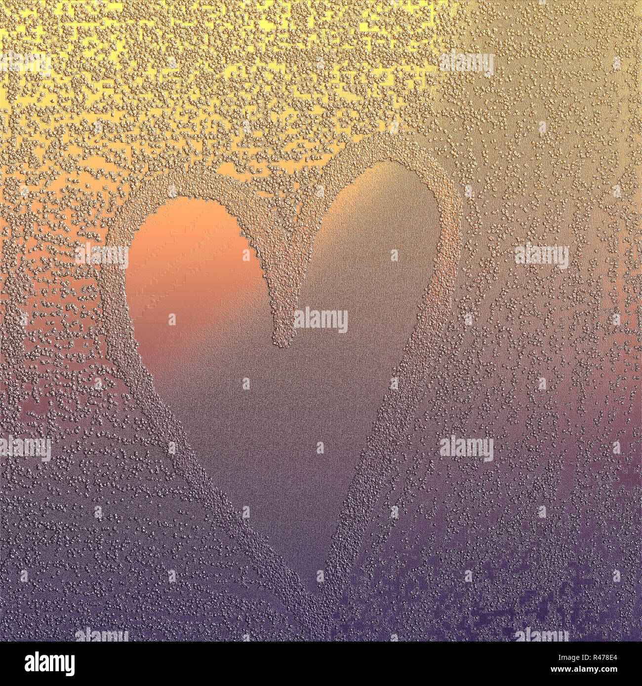 3D heart Embossed on sand textured background. Tinted textured ...