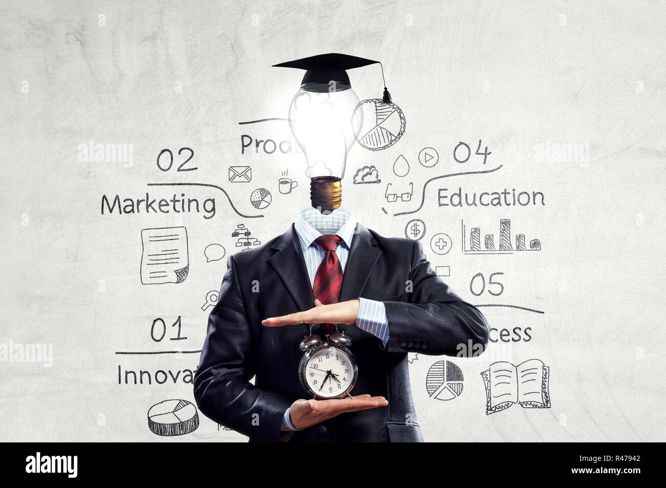 Head full of ideas. Mixed media Stock Photo - Alamy