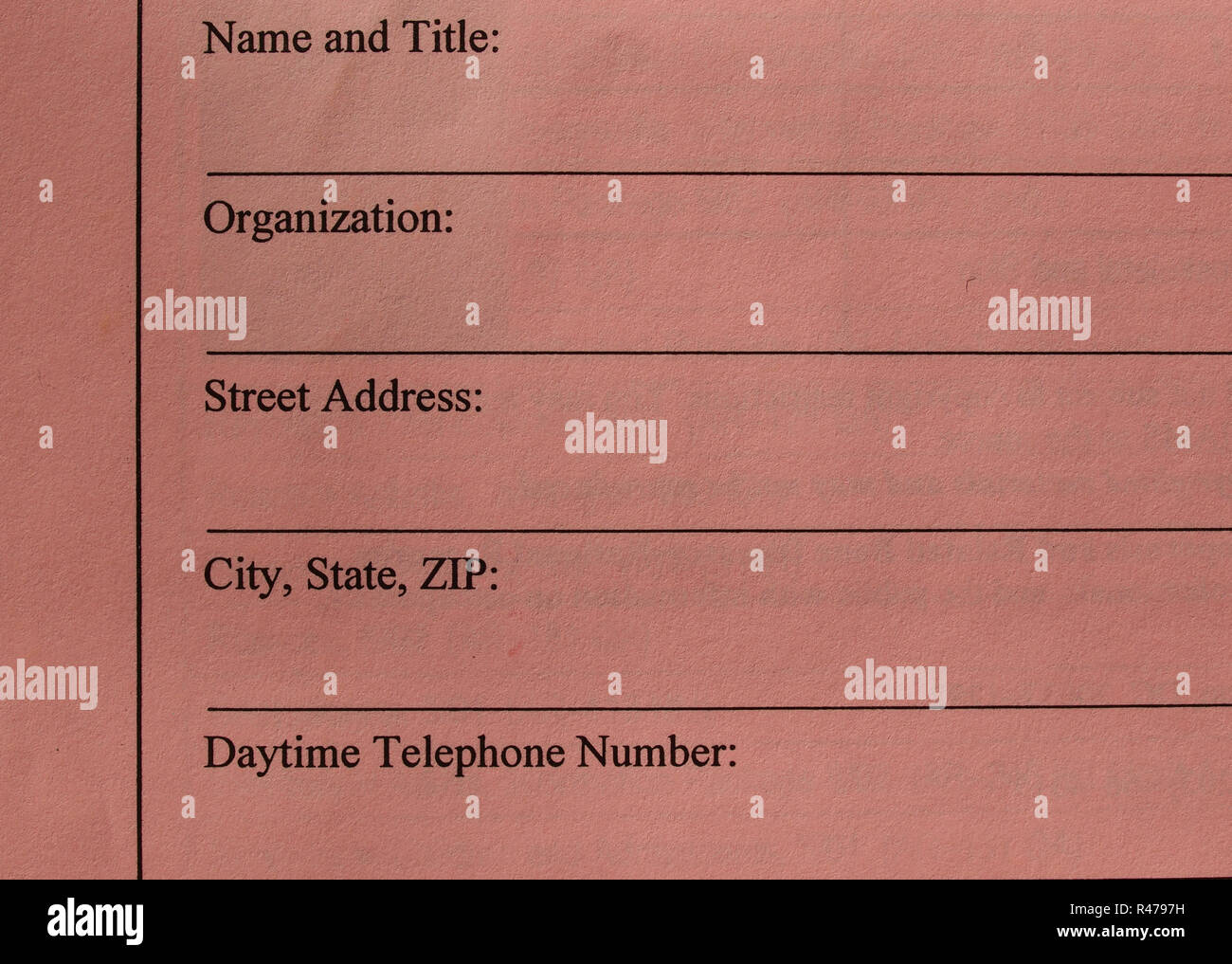 Pink blank form Stock Photo - Alamy