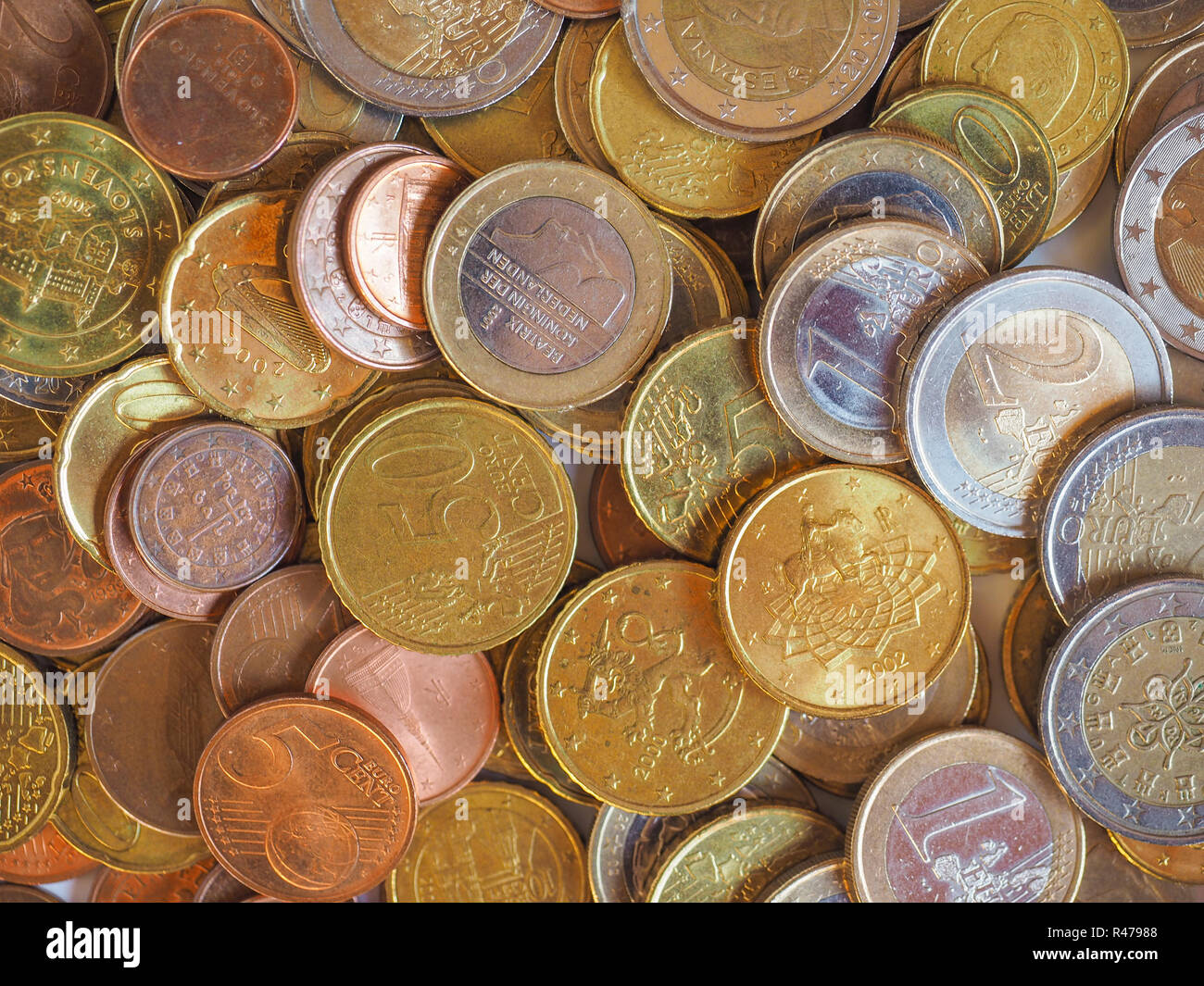 Euro coins background Stock Photo - Alamy