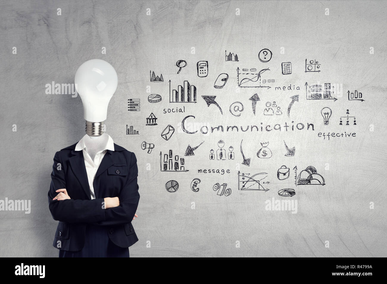 Head full of ideas. Mixed media Stock Photo - Alamy