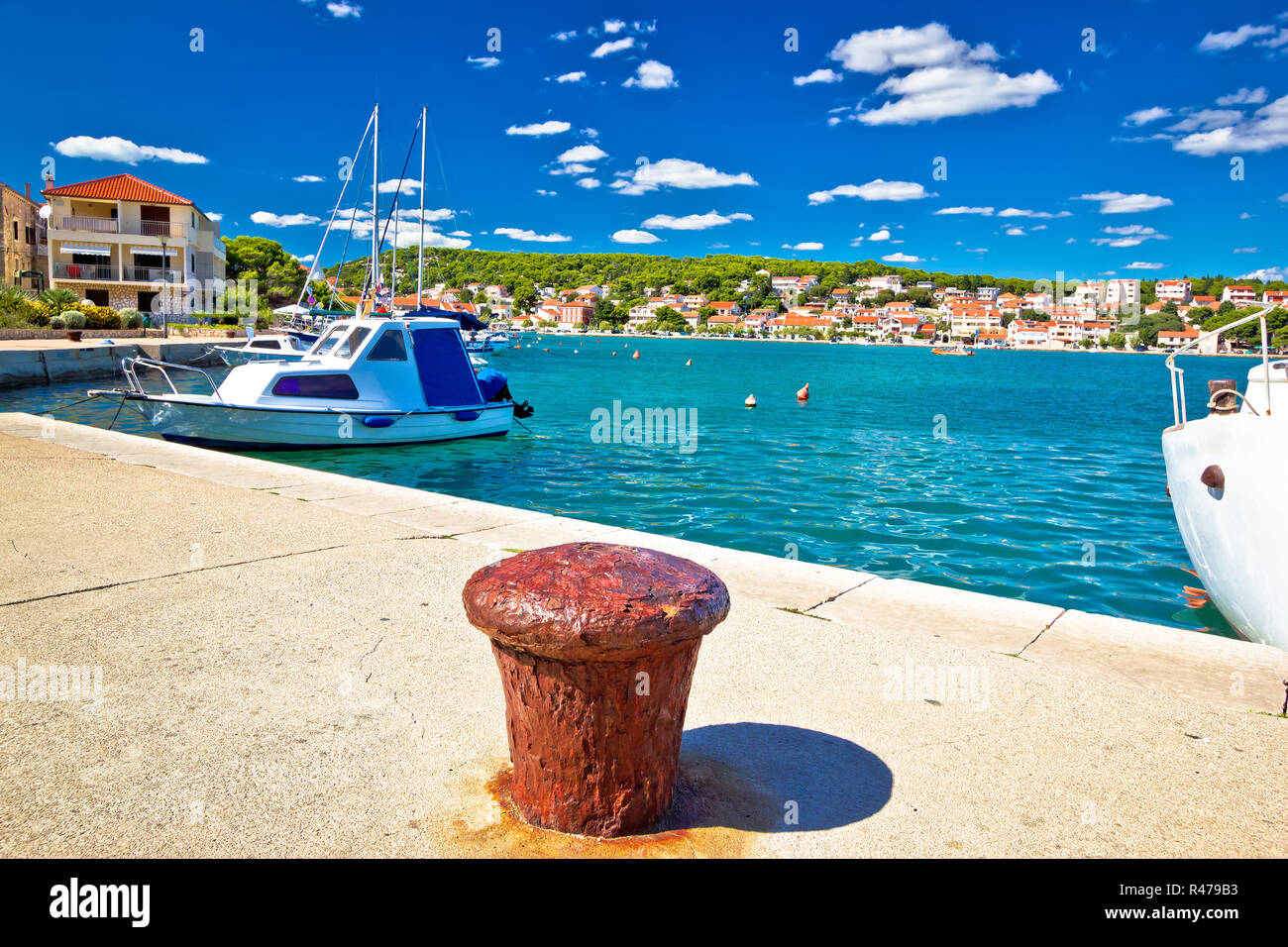 Town of Tisno harbor and waterfront Stock Photo - Alamy