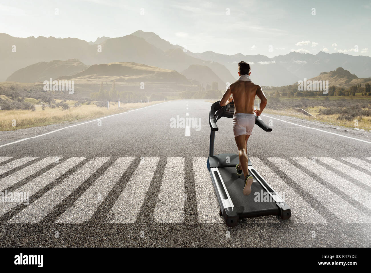 Choose your route for running. Mixed media Stock Photo - Alamy