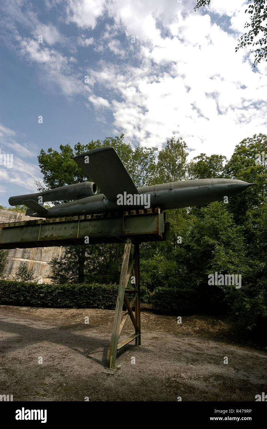 A Nazi V1 rocket on its launching pad aimed at London in England during ...
