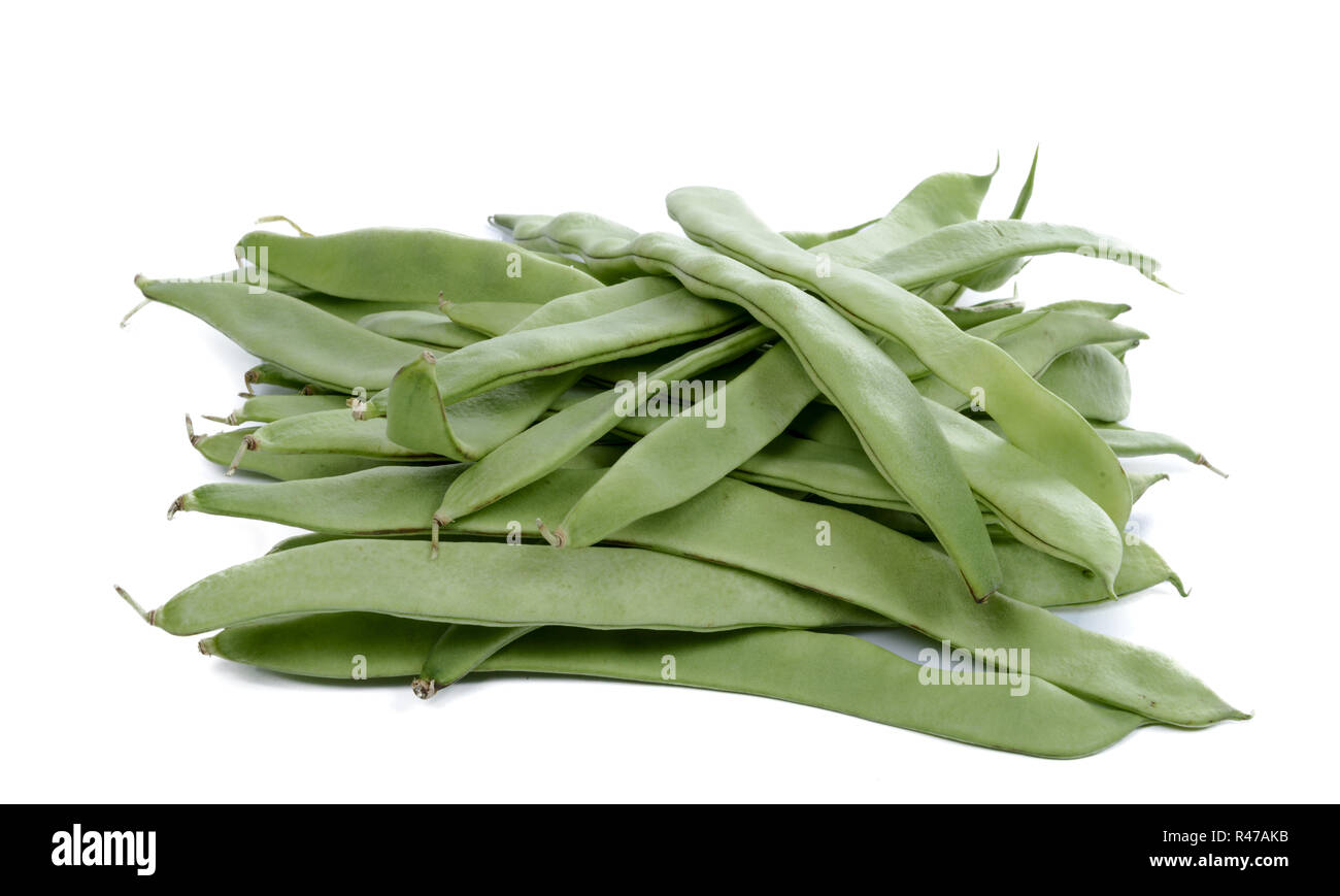 flat green beans on white background Stock Photo - Alamy