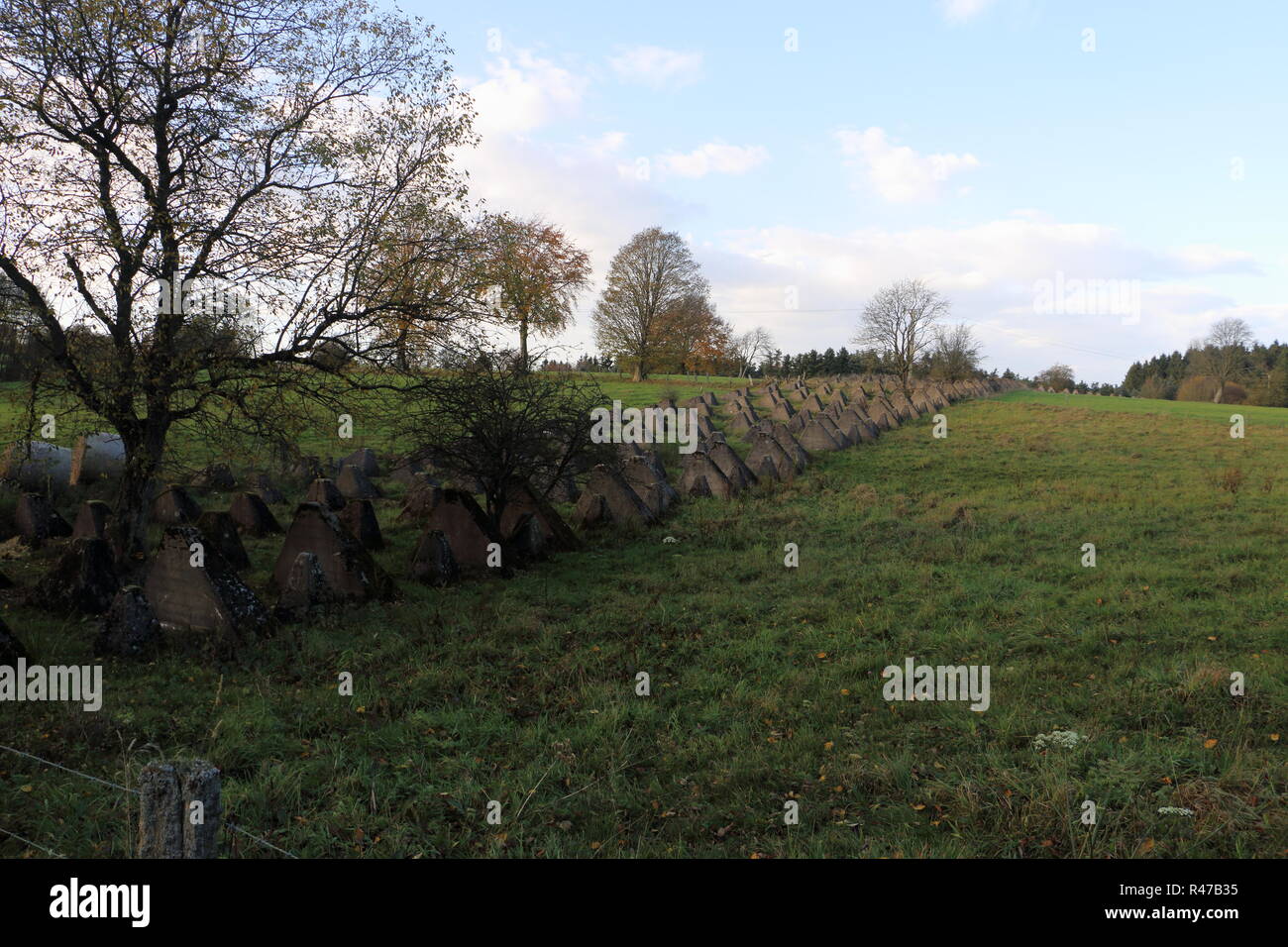 dragon tooth anti tank defense world war two in Belgium Stock Photo - Alamy