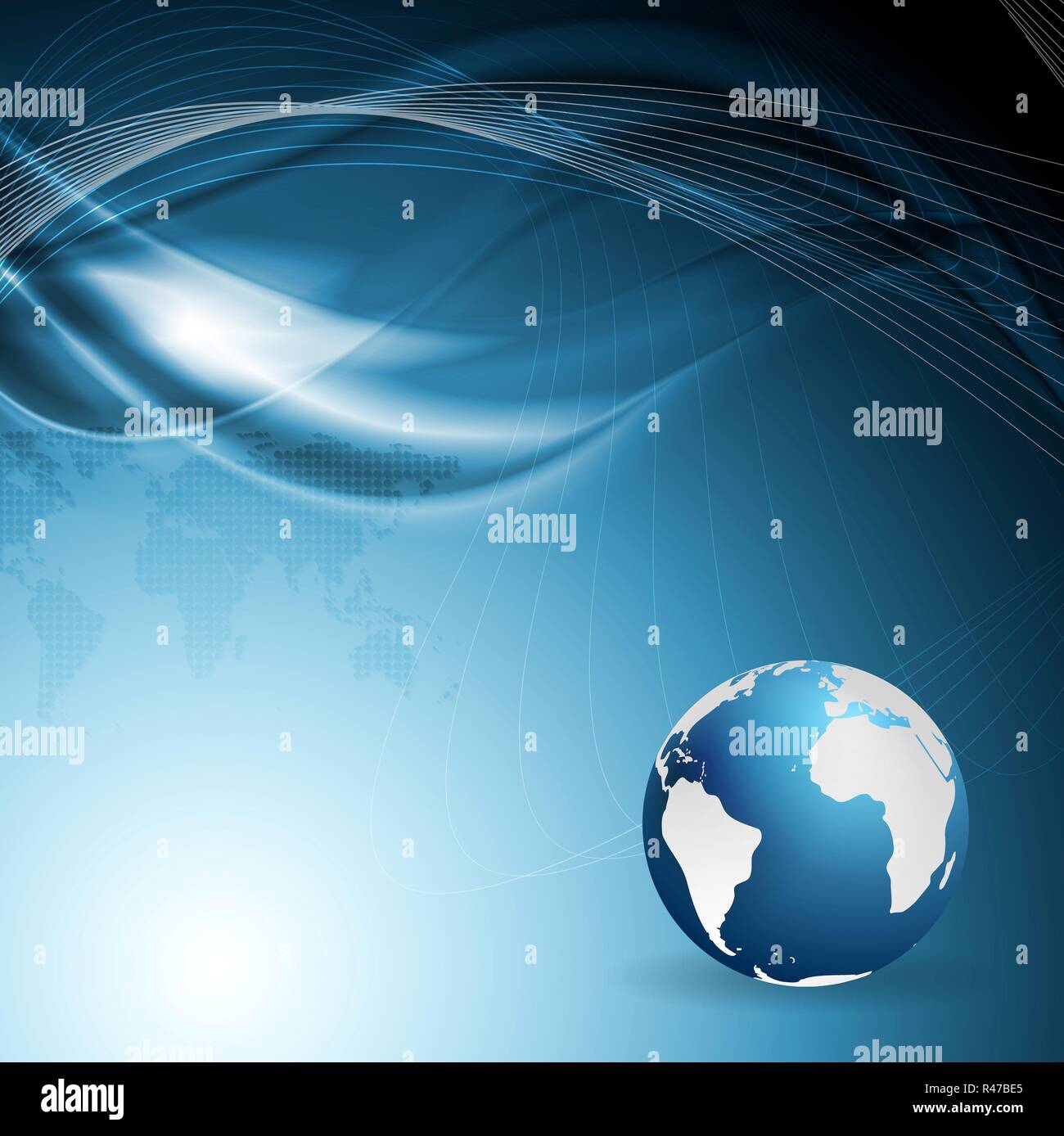 Technology corporate background with waves and globe Stock Photo - Alamy