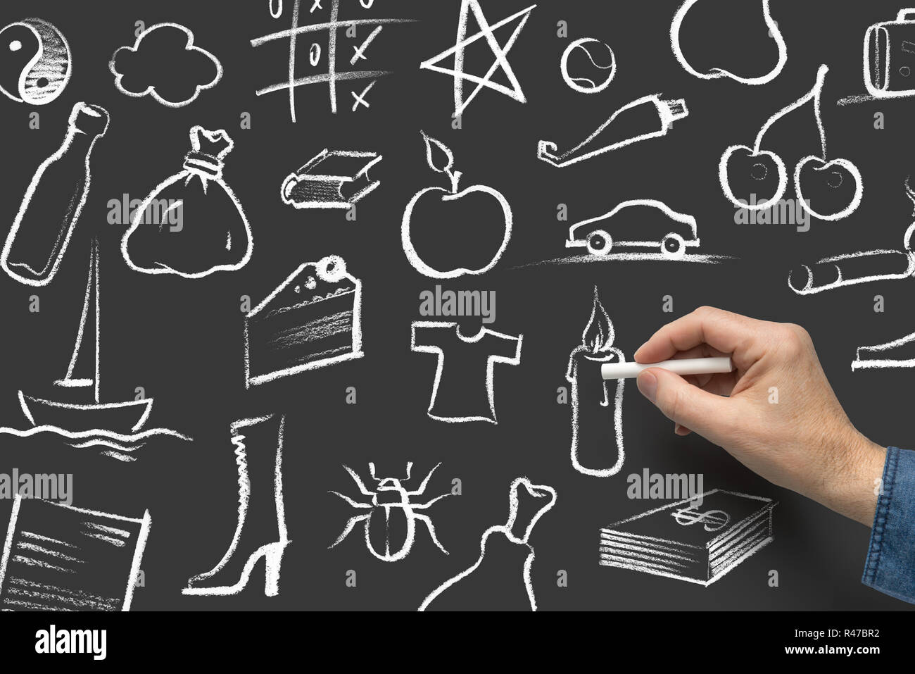 crayon painted symbols Stock Photo - Alamy