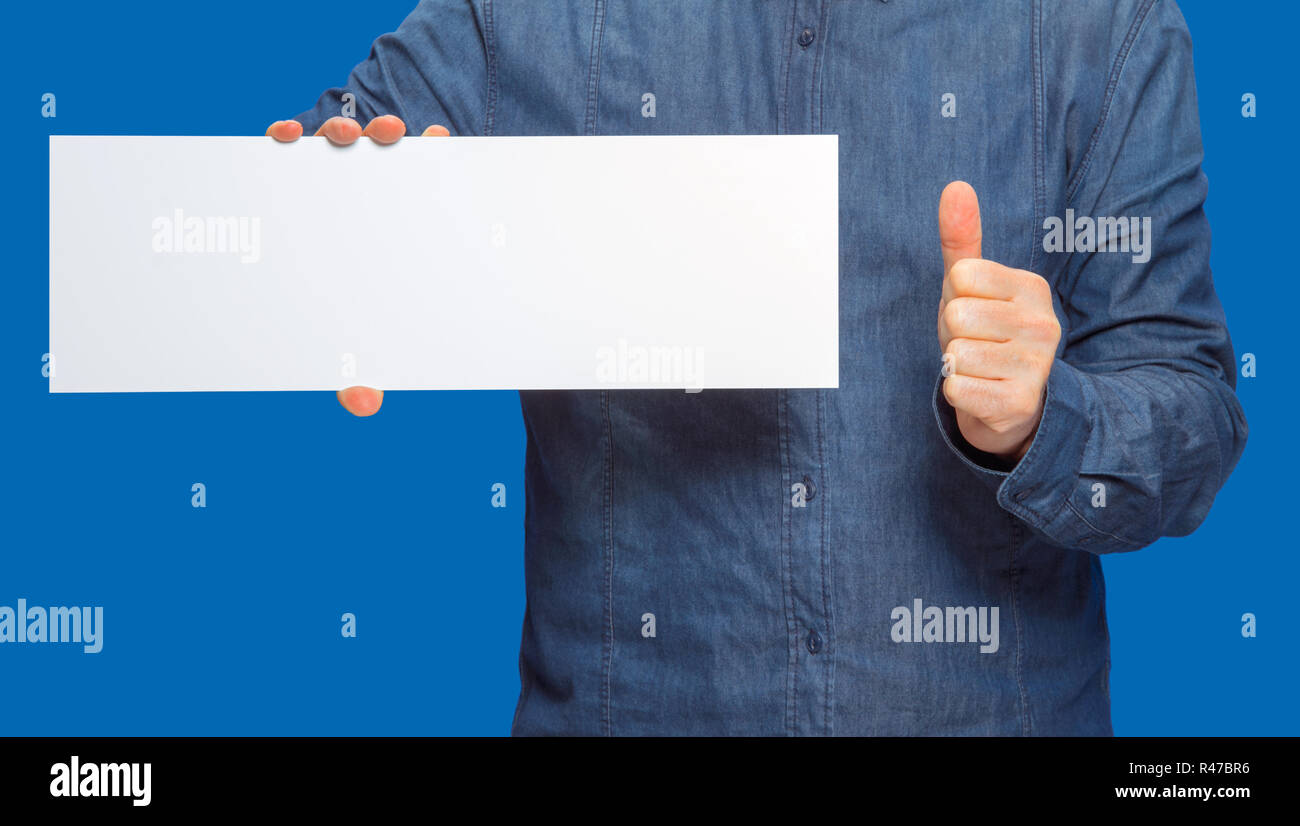 man holding a sign Stock Photo - Alamy