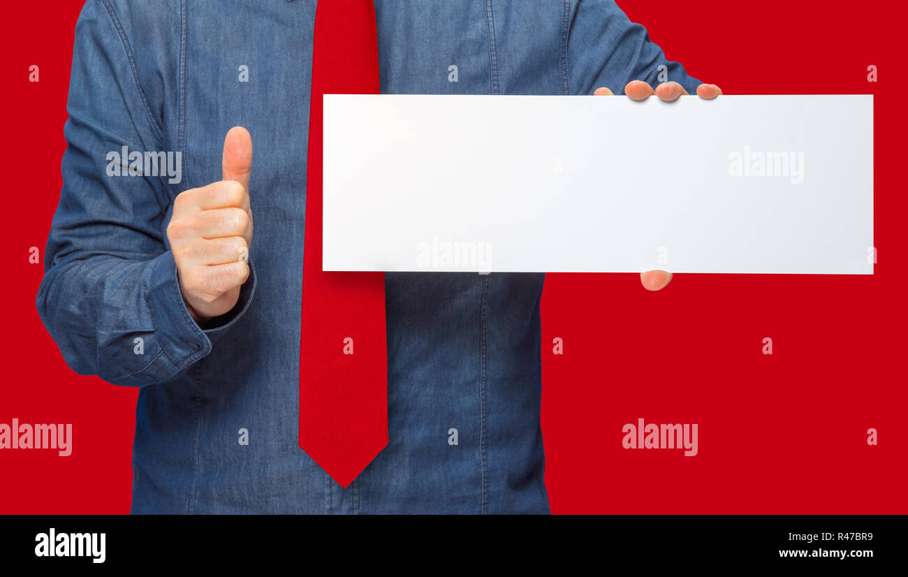 man holding a sign Stock Photo - Alamy