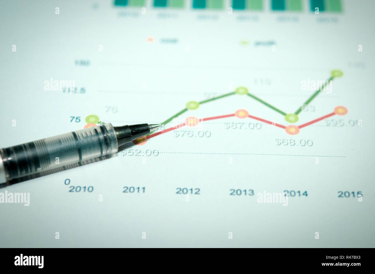 Graphs and pen Stock Photo - Alamy