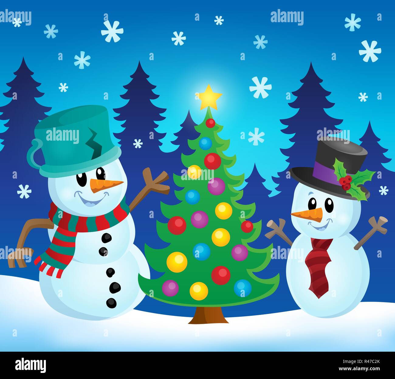 Christmas snowmen theme image 1 Stock Photo - Alamy
