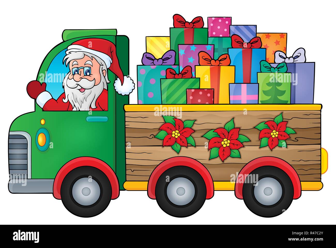 Santa drive christmas car Cut Out Stock Images & Pictures - Alamy