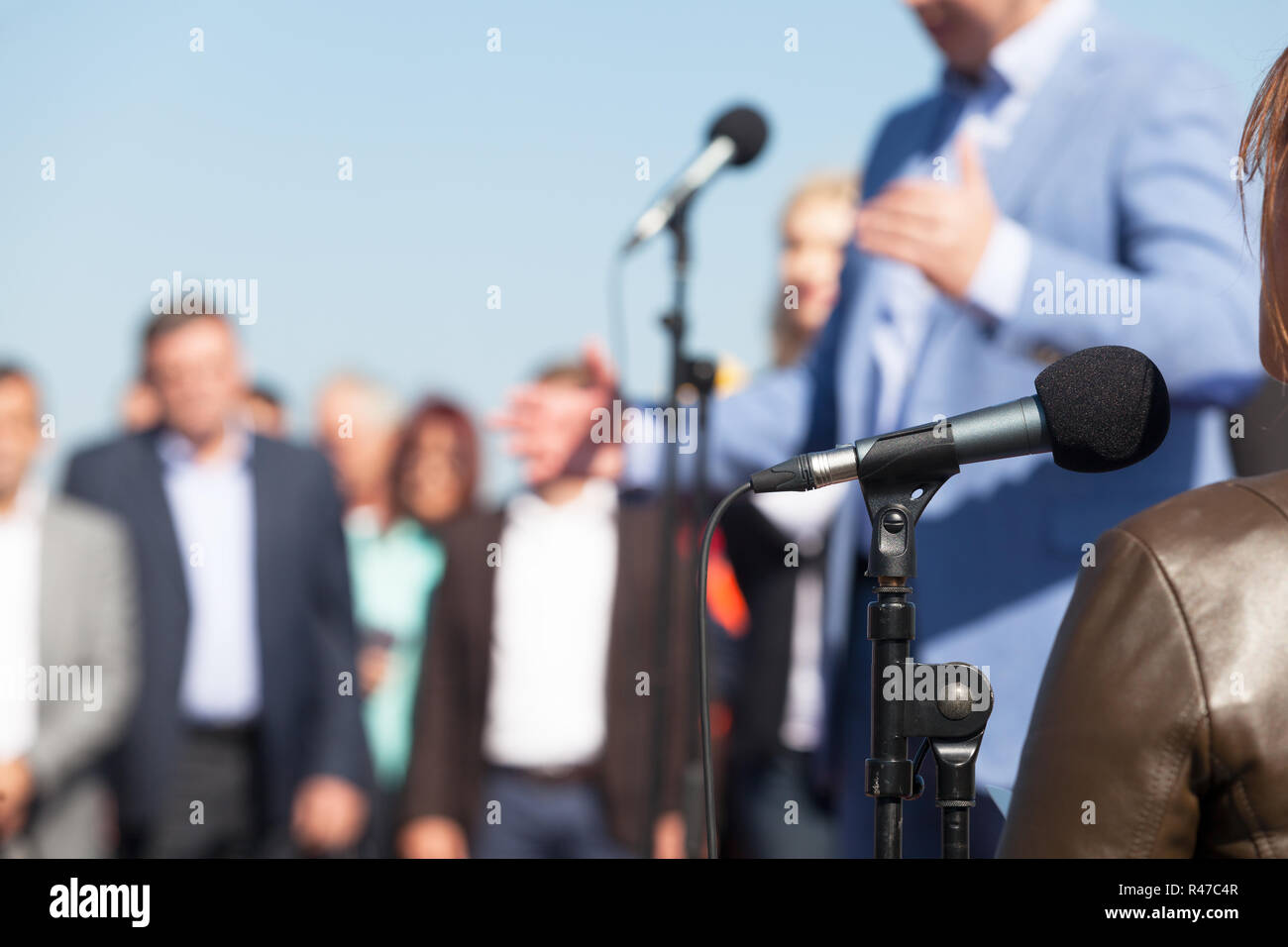 News conference. Spokesperson Stock Photo - Alamy