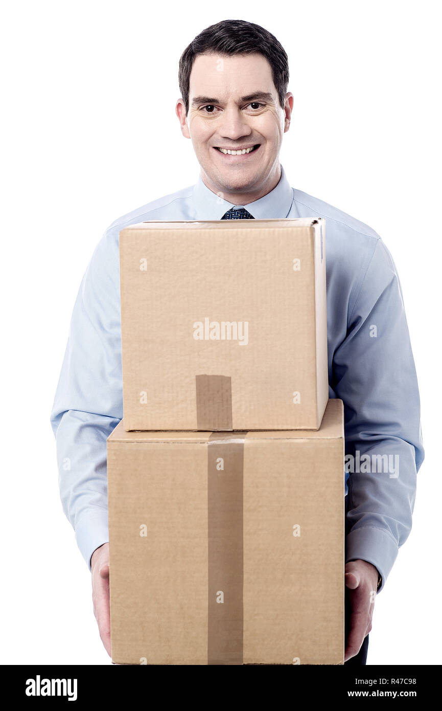 Here is your parcels Stock Photo - Alamy