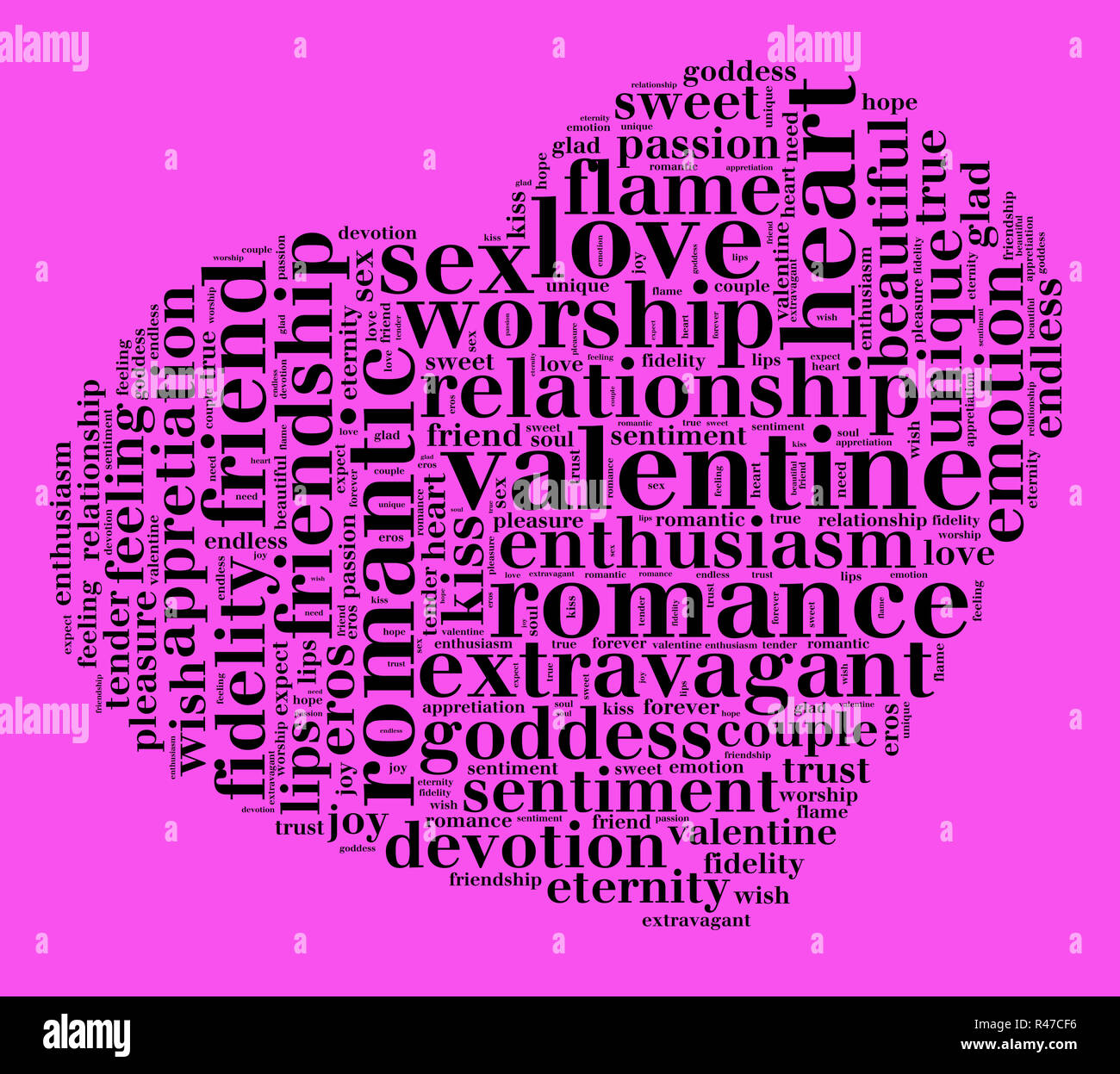 Valentine word cloud shaped as a heart Stock Photo - Alamy